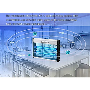 BAIMNOCM UV Disinfection Lamp Hanging Mite Odor Mold Removal Germicidal Lamp with Remote Control Timer UV-C Light Sanitizer with Ozone for Basement Kitchen