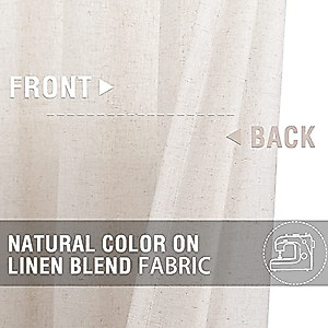 jinchan Beige Kitchen Curtains Linen Tier Curtains 45 Inches Farmhouse Cafe Curtains Light Filtering Flax Country Rustic Bathroom RV 2 Panels Crude