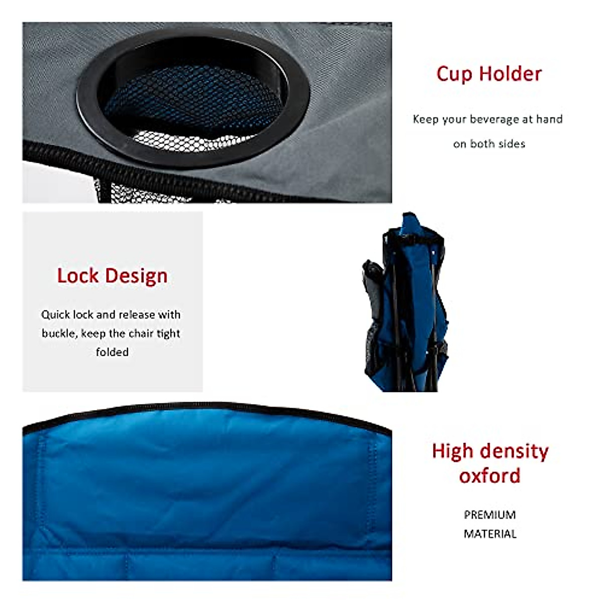 SUNNYFEEL XL Padded Oversized Camping Chair, Heavy Duty Folding Camp Chairs w/Cup Holder and Carry Bag, Portable Lawn Chairs, Foldable Outdoor Sofa for Adults, Sports, Tailgating, Beach,RVing