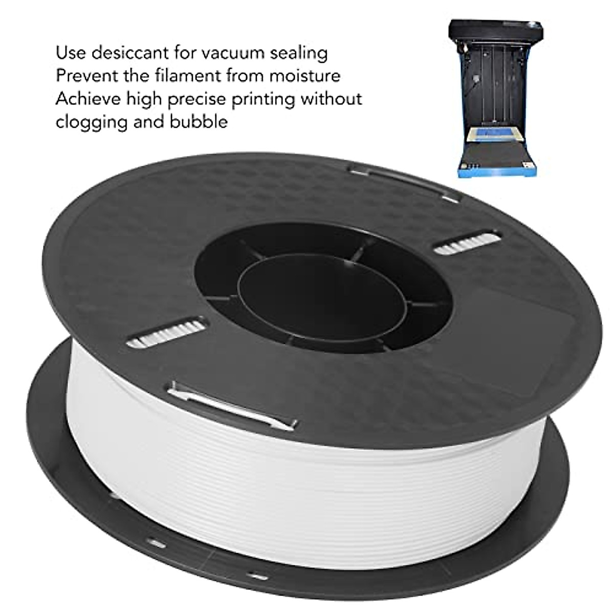 3D Printer Filament, Good Adhesion Smokeless Odorless PLA Filament Anti Clogging 1kg for High Precise Printing (White)