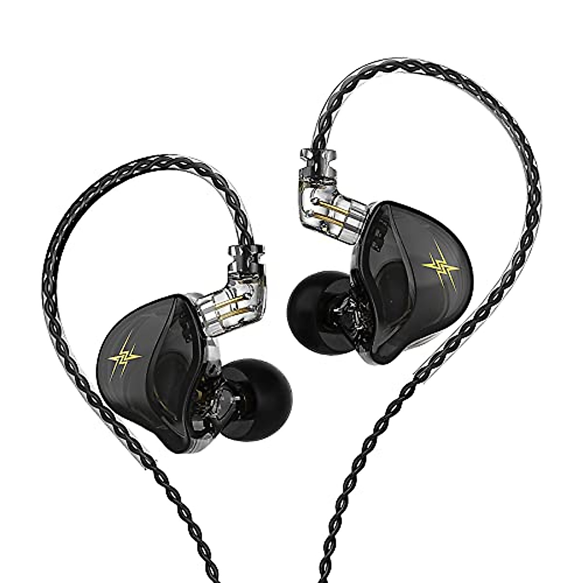 Girftu QKZ ZXT Wired Earphones 1 Dynamic HiFi Bass Earbuds in Ear Monitor Headphones Sport Noise Cancelling Headset with Microphone 2 Pin Detachable Cable (Black, No Mic)