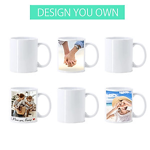 SIGNZWORLD Sublimation Mugs, Sublimation Mugs Blank 11oz for Vinyl, Sublimation Coffee Mugs Ceramic Coffee Mug with Large Handle White Coated Ceramic Cup with White Gift Box(Set of 6)