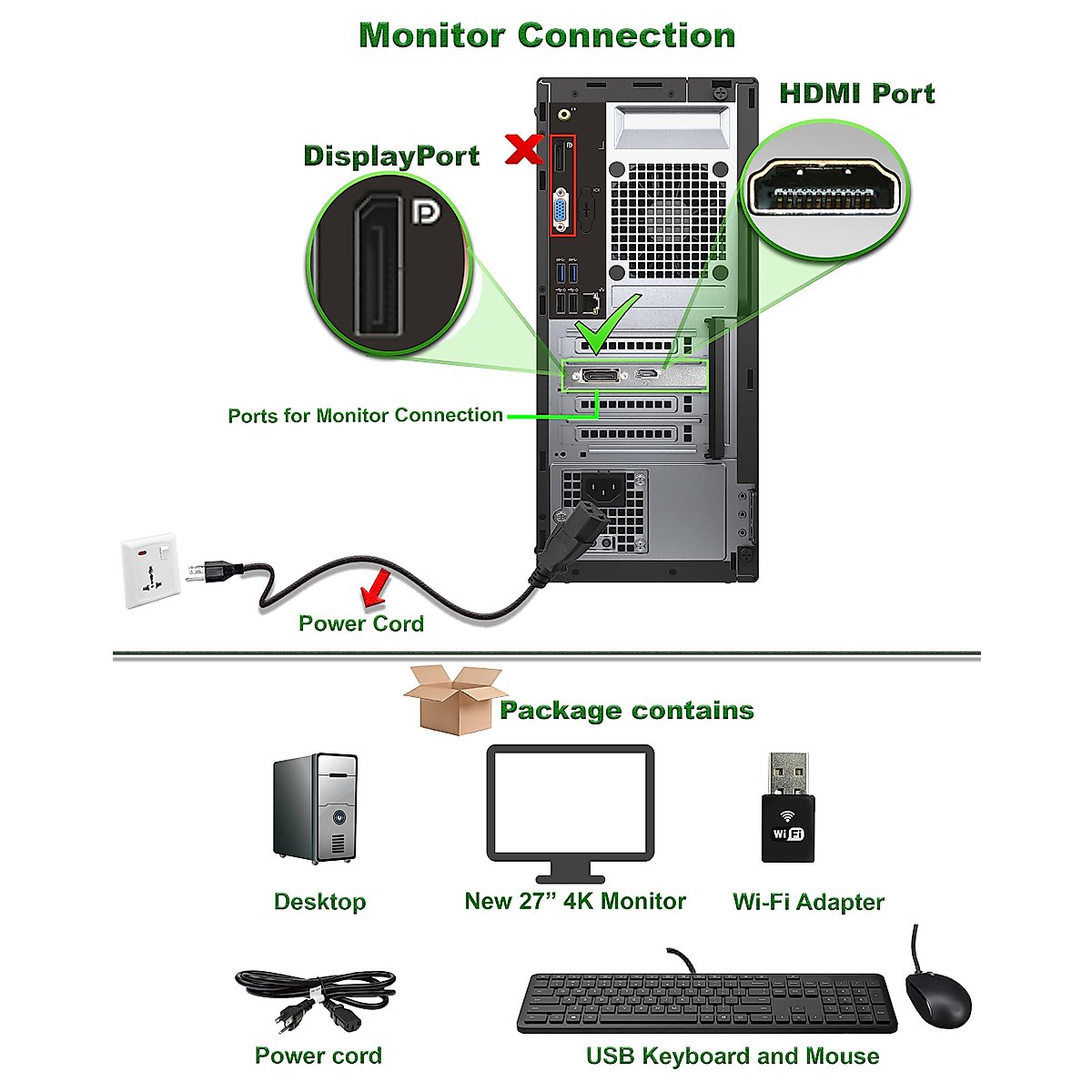 HP 800 G2 SFF Computer PC Intel Core i7 Processor, [ 16GB Ram, 256GB SSD + 1TB HDD ] Wireless WiFi New 27 Inch 4k Gaming Monitor, AMD Radeon RX-550 4GB GDDR5 Graphics, Windows 10 (Renewed)