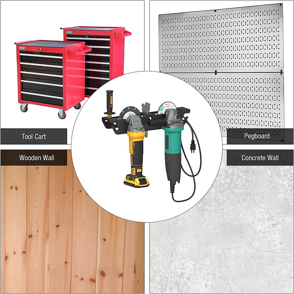 Multifunctional Grinder Storage Rack Wall Mounted Installion Portable Accessory For Garage And Workshop Organization