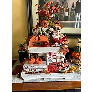 2 Tiered Tray, 2 Tier Wood Tiered Tray, 2 Tiered Tray Farmhouse,White Tiered Tray for Rustic Home Sweet Home Kitchen Decor for Valentine's Day Halloween Christmas Easter