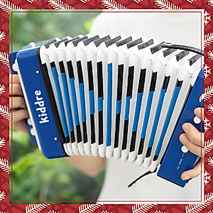Kiddire Kids Accordion, 10 Keys Button Toy Accordion Musical Instruments for Children Kids Pre-Kindergarten Toddlers Beginners(Blue)