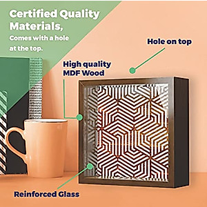 Piggy Banks for Adults, Brown Money Box for Cash Saving, Honeymoon, College, Wedding, Date Night, Vacation Fund Box, Home Decor Memory Shadow Box, 6x6x2 Inches