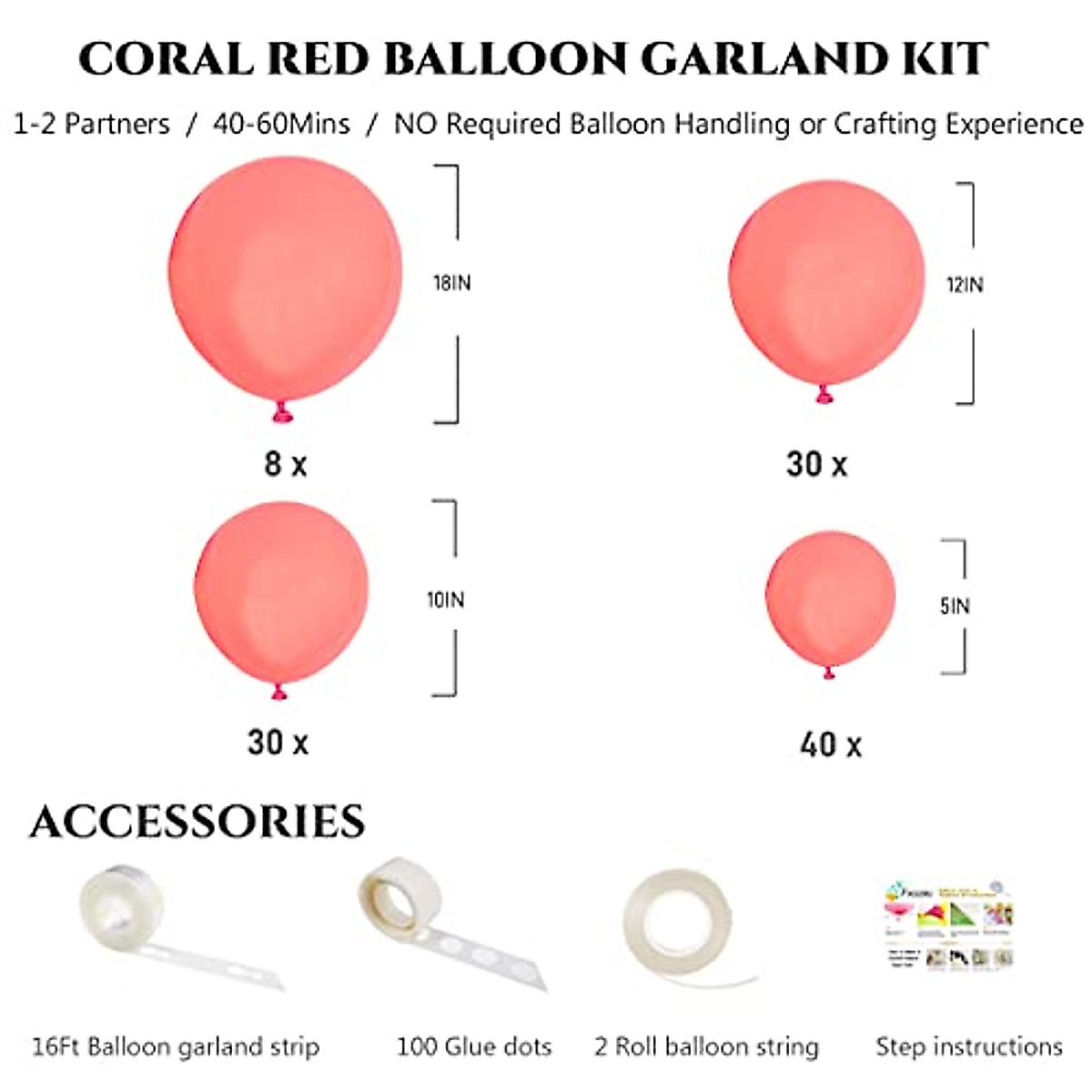 Coral Balloons Arch Kit 108 Pcs 18 12 10 5 inch Matte Coral Balloons with Balloon Strip for Coral Birthday Baby Shower Wedding Bridal Shower Decorations Peach Boho Party Supplies