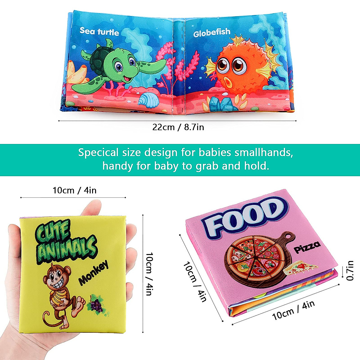 Koo-dib Baby Sensory Crinkle Cloth Bath Soft Tummy Time Toys Touch and Feel First Books for Babies Infants 0-6-12 Months Pack of 6 Baby Soft Crinkle Fabric for Baby Small Infant Quiet Busy Book