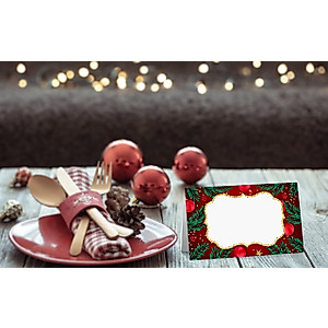 Place Cards for Christmas Party, Editable Name Place Cards, Seating Place Cards for Tables, Tent Style Cards for Wedding, Dinner Party or Any Occasion, Easy Folding, Pack of 25 Escort Cards(A15)