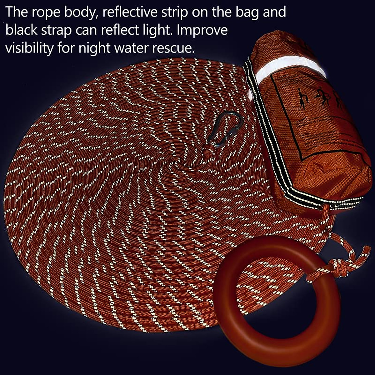 AnKun Water Rescue Throw Bag with 50FT Length of Rope in 3/10In Tensile Strength Rated to 2000lbs, Emergency Rescue Rope for Kayaking, Boating, Fishing, Rafting, High Visibility Safety Equipment