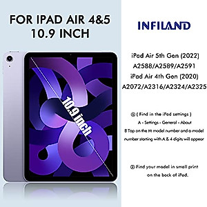 INFILAND Compatible with iPad Air 5th Generation Case 2022, iPad Air 4th Generation Case 2020 10.9 inch with Crystal Clear Back & Pencil Holder [Support Pencil Wireless Charging] English Lavender