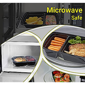 Neez 28 Oz Pack of 10-2 Compartment Meal Prep Containers with Lids - Food Storage Bento Box BPA Free - Reusable, Disposable, Microwavable & Stackable - Plastic