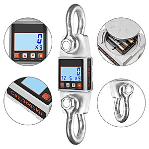 Hyindoor Digital Hanging Scale 3000kg/6000lb Industrial Heavy Duty Smart High Accuracy Electronic Crane Scale