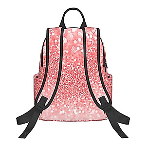 FUFUMALL 14.7 Inch Bookbag Backpack Lightweight Zipper Daypack, Pink Glitter Sparkle Cute Small Backpacks Book Bag with Pockets/Shoulder Staps for 1th- 6th Grade Girls Boys Students