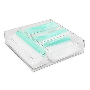 Details lab Ziplock Bag Storage Organizer with Clear Acrylic Bonus Drawer, Holds Plastic Food Baggies for Kitchen Pantry Drawer, Compatible with All-Size Ziploc Bags, Food Container Organizer