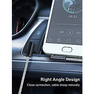 CableCreation 3.5mm Audio Cable, 1.5 Feet 90 Degree 3.5mm Male to Male Auxiliary Aux Cable Compatible with Phones, Tablets, Headphones, MP3 Player, Car/Home Stereo