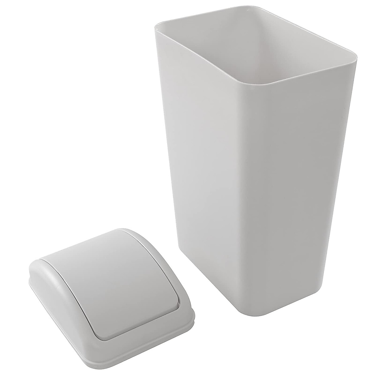 Saedy Swing Lid Trash Can, Greyish Plastic, 14 L Capacity
