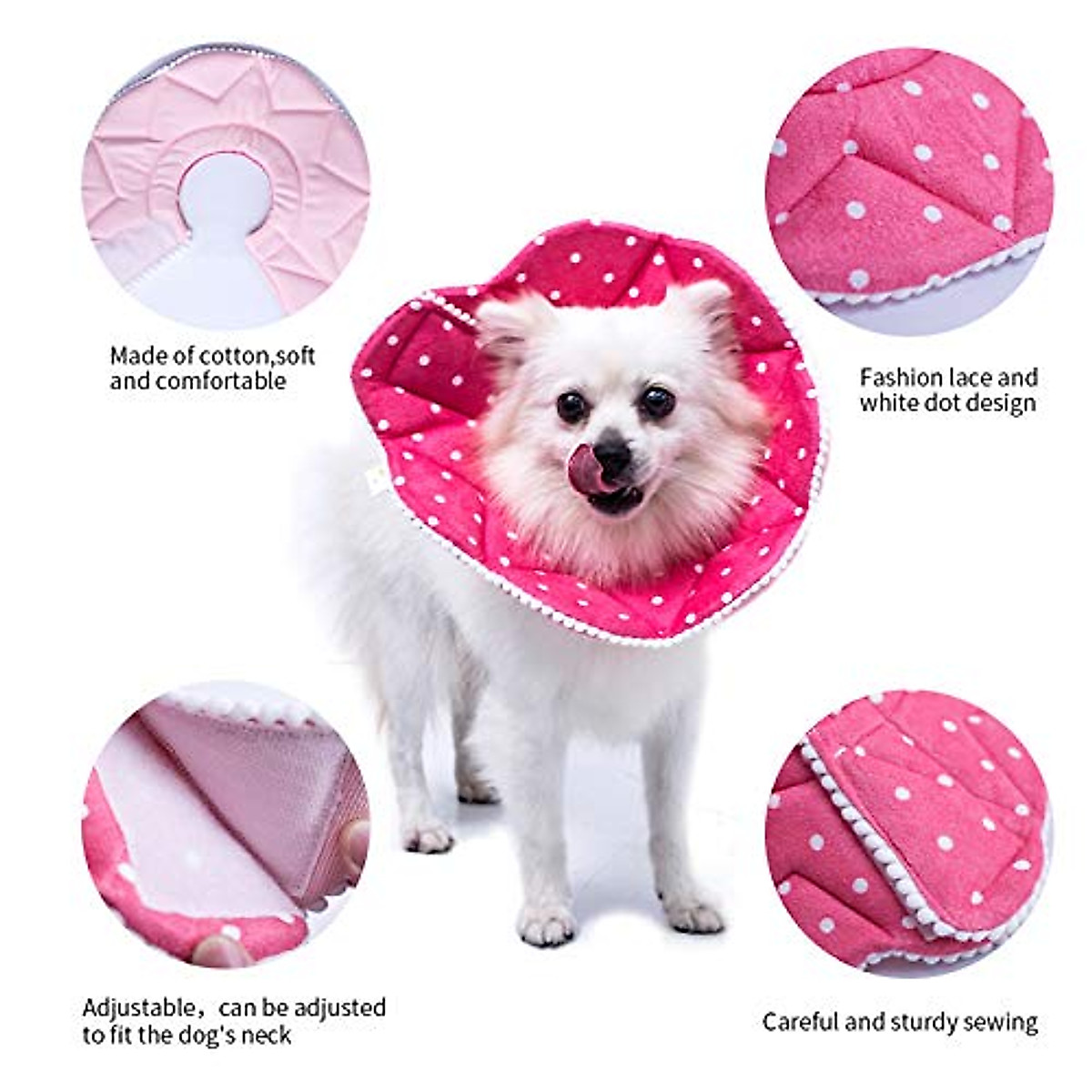 WZ PET Adjustable Dog Cat Cone,Soft Recovery Cat Cone Collar,Dog Protective Collar for Cats and Puppy Surgery,Pink,Small