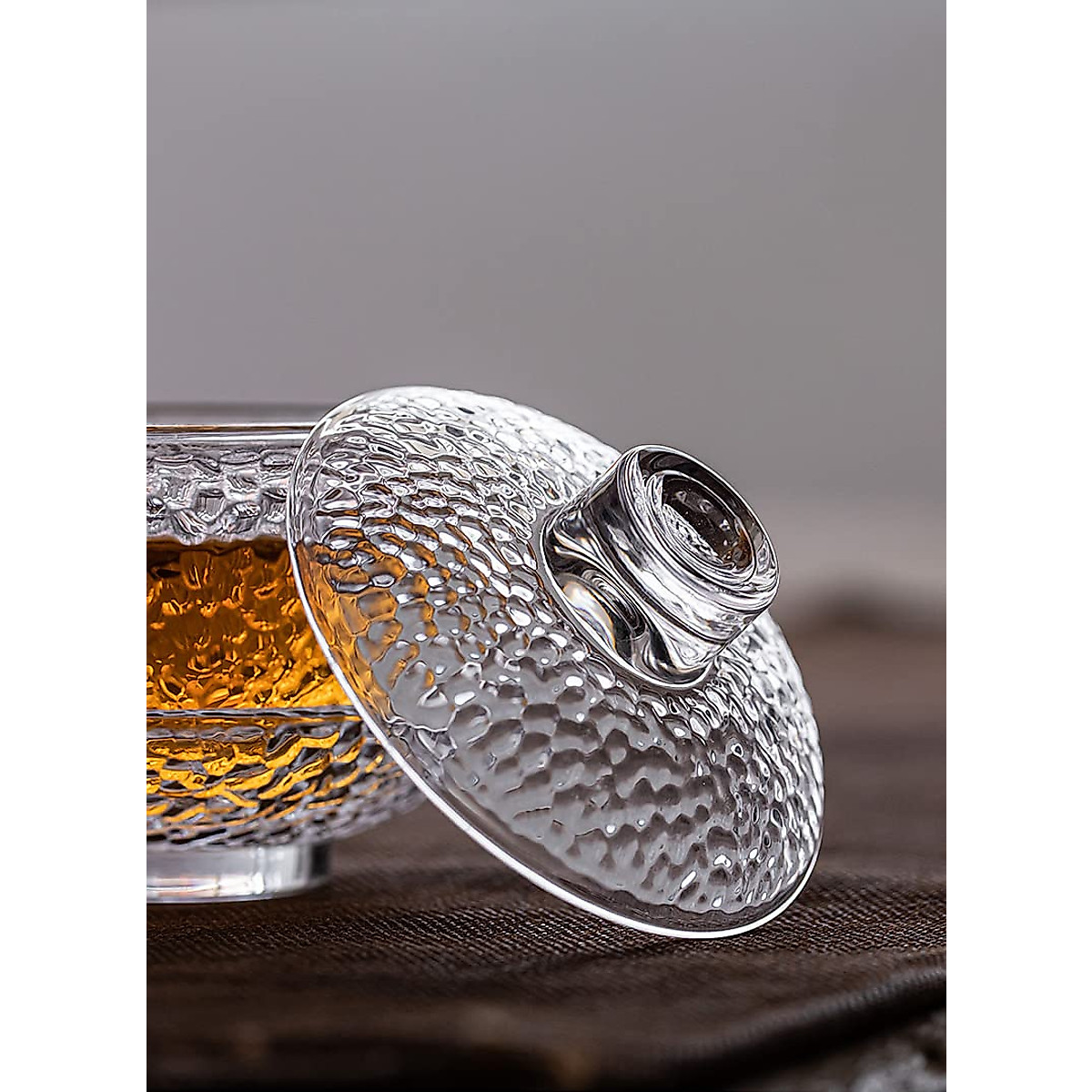 Gongfu Tea Tea Set 8pcs Gaiwan Teacup Tea Cup Clear High Borosilicate Glass Hammer Technology for Home Office