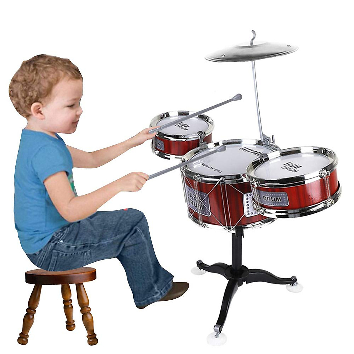 AHOMASH Jazz Drum Sets Toy Drum Set for Kids 1 - 6 Years Old Beats Musical Toys Plastic Drum Kit with Cymbal & Drumsticks Kids Drum Set