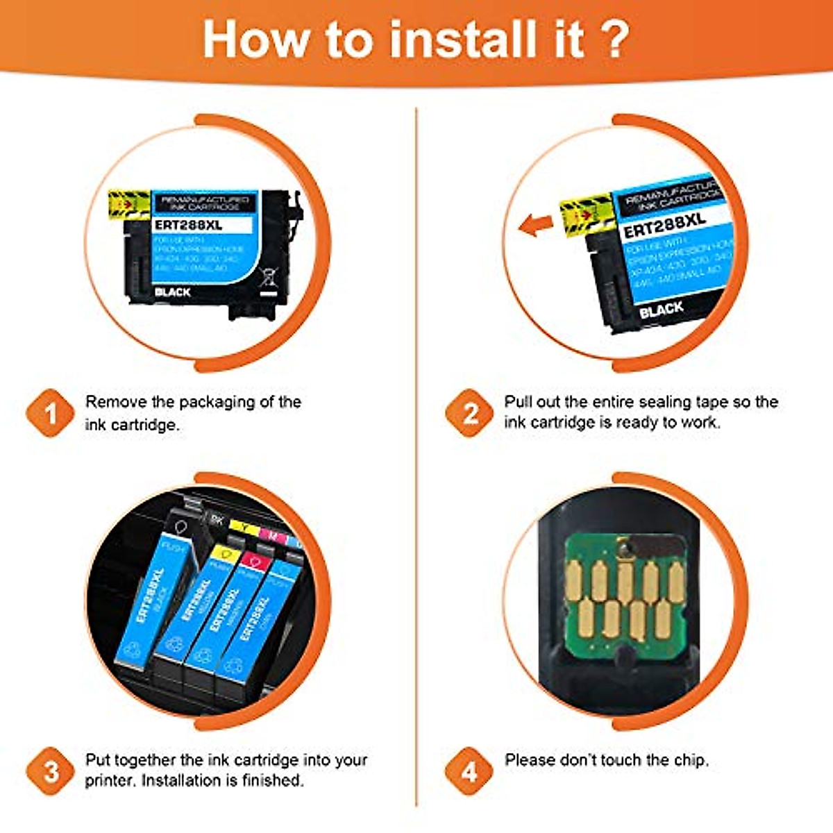 TESEN Remanufactured Ink Cartridges Replacement for Epson 288XL T288XL 288 T288 Ink for Expression XP-330 XP-340 XP-430 XP-434 XP-440 XP-446, 5 Pack