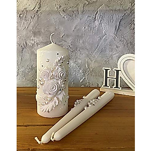 Magik Life Unity Candle Set for Wedding - Wedding Accessories for Reception and Ceremony - Candle Sets - 6 Inch Pillar and 2 10 Inch Tapers - Decorative Pillars White