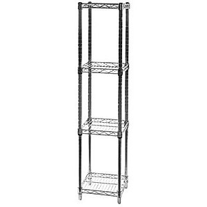 Shelving Inc. 12" d x 12" w x 96" h Chrome Wire Shelving with 4 Tier Shelves, Weight Capacity 800lbs Per Shelf