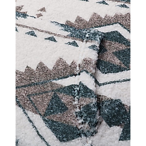 chouyatou Men's Tribal Aztec Printed 1/4 Zip Fuzzy Sherpa Pullover Sweatshirt Hoodie (Medium, Brown)