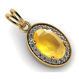 LMDPRAJAPATIS Natural 4.25 Ratti Certified Original Birthstone Yellow Sapphire Pukhraj 22K Gold Plated Beautiful Pendant