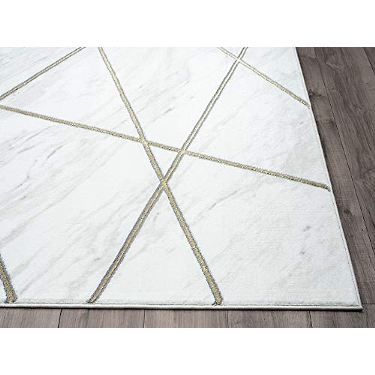 Abani Luna LUN150A Contemporary Marble Gold Lines Area Rug 5'3"x7'6"
