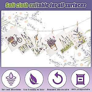 6 Pieces Swedish Kitchen Dishcloths Wildflowers Kitchen Cloths Lavender Reusable Sponge Cleaning Cloths Absorbent Dish Cloth Quick Drying Washable Cleaning Wipes No Odor Hand Towel for Kitchen