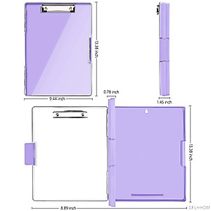Clipboard with Storage,Heavy Duty Clip Boards 8.5x11 with 2 Storage Case,Clear Visible Top Panel Storage Clipboards,Side Opening Clip Boards,Nursing Clipboard Folder Case for Office Supplies-Purple