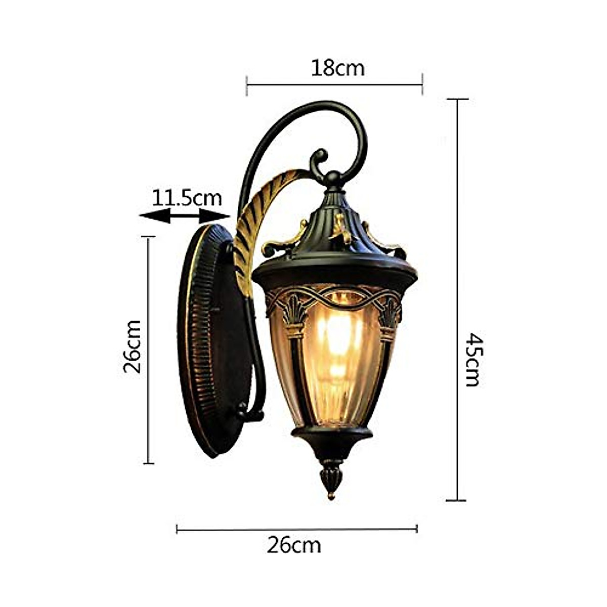 PEHUB Outdoor Wall Light Fixture, Industrial Vintage Sweep Black Metal ...