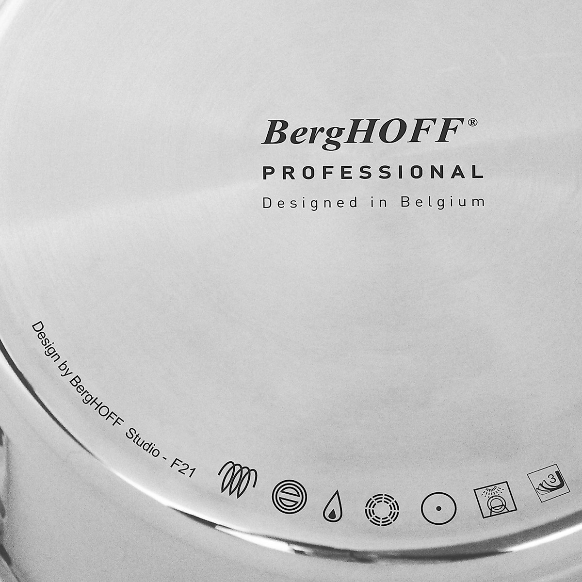 BergHOFF Professional Tri-ply 18/10 Stainless Steel Stockpot 9.5" 8 Qt. Safe Grip Handle Matching Lid Induction Cooktop Measurement Markings Inside Fast & Even Heat Oven Safe Dishwasher safe