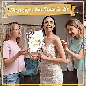 33 Pieces Say Yes to the Dress Signs Paddles Wedding Dress Shopping Signs with Wood Sticks and Double Side Tape for Bridesmaids and Brides Bachelorette Party Games Gifts