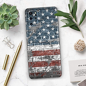 DesignSkinz Vintage USA Flag Protective Vinyl Decal Wrap Skin Cover Compatible with The Samsung Galaxy S20 (Screen Trim & Back Glass Skin)