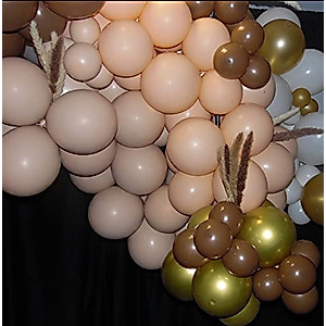 204pcs 10inch /5inch/ 18inch Skin and Coffee Latex Balloon for Birthday Party Decoration Baby Shower Wedding Ceremony Balloon Anniversary Decorations Arch Balloon Tower (coffee)