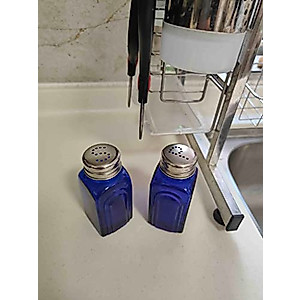 Ritadeshop Retro Glass Salt and Pepper Shakers Cobalt Blue