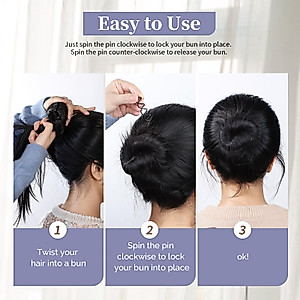 FANDAMEI 50PCS Spiral Hair Pins, Spin Pins Non-Scratch Round Tips, Twist Screw Hair Pin for Women Bun Hair Style DIY, Spiral Bobby Pins Black