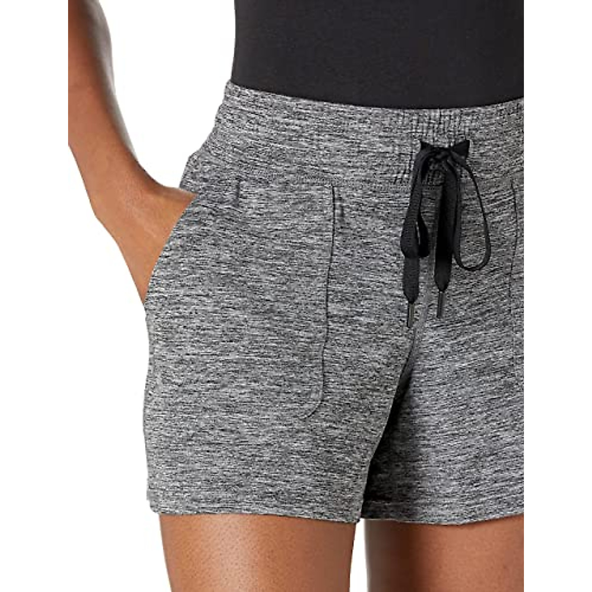 Amazon Essentials Women's Brushed Tech Stretch Short (Available in Plus Size), Dark Grey Space Dye, Medium