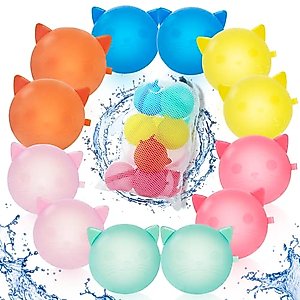 AIFEIRIC Reusable Water Bomb Balloons, Quick Refillable Water Balloon for Kids & Adults,Splash Water Ball for Summer Outdoor Activities(12pack)