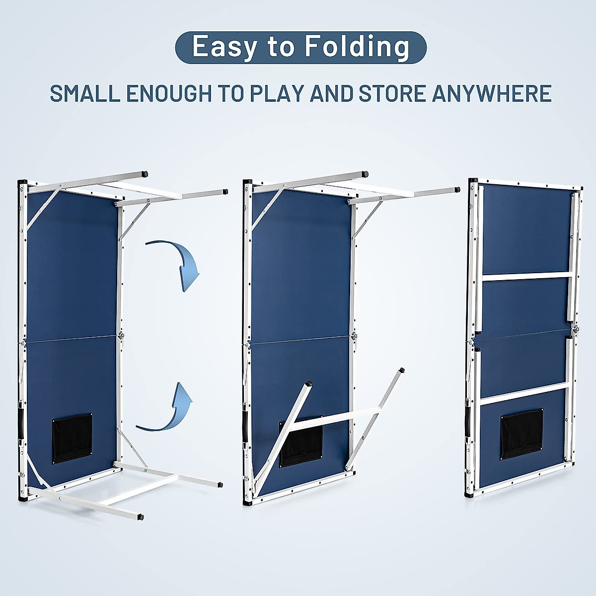 Tiktun Ping Pong Table, Foldable Tennis Table,with 2 Table Tennis Paddles and 3 Balls, Indoor/Outdoor Portable Table Tennis Game with Net,Blue,Medium