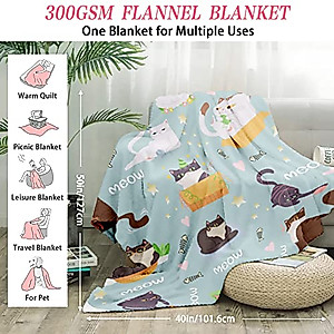 udten Cat Lover Gifts for Women Cute Cat Blanket Cat Gifts for Women Girls, Cat Throw Blanket Cat Mom Gifts for Women Birthday Mother's Day Children's Day Gifts,50"x40"