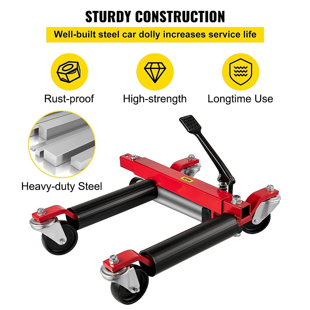 VEVOR Wheel Dolly, 2pcs Car Dolly, 1500 Lbs Capacity Car Jack Dolly, 12'' Wheel Jacks for Cars, Vehicle Positioning Hydraulic Tire Jack, Heavy Duty Ball Bearings Skate for Vehicle Car Auto Repair