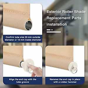 IVYSUN Sun Shade Replacement Parts Shade Tie Downs and End Cap with Ring Kit,Weather Resistance,Compatible with Coolaroo Exterior Roller Shade,Outdoor Blinds(Sand,2 Set)