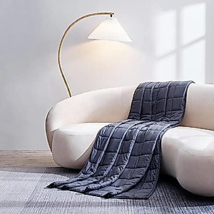 RJOP Cooling Weighted Blanket(60''x80'' 15lbs,Queen Size),Adults Heavy Blanket with Premium Cozy Cotton and Natural Glass Beads,Dark Grey
