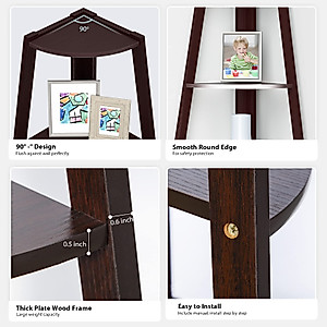 Corner Shelf, TopMade 5-Tier Corner Shelf Stand Industrial Ladder Bookcase Small Storage Rack Bookshelf Float Corner Shelves Wood Furniture Plant Stand for Living Room Kitchen Home Office-Rustic Brown