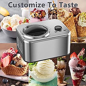 COWSAR Ice Cream Maker,1.6Quart Automatic Ice Cream Maker,No Pre-Freezing,Automatic Ice Cream Maker with Compressor,Frozen Yogurt Machine with Removable Ice Cream Bowl,Keep Cool Function