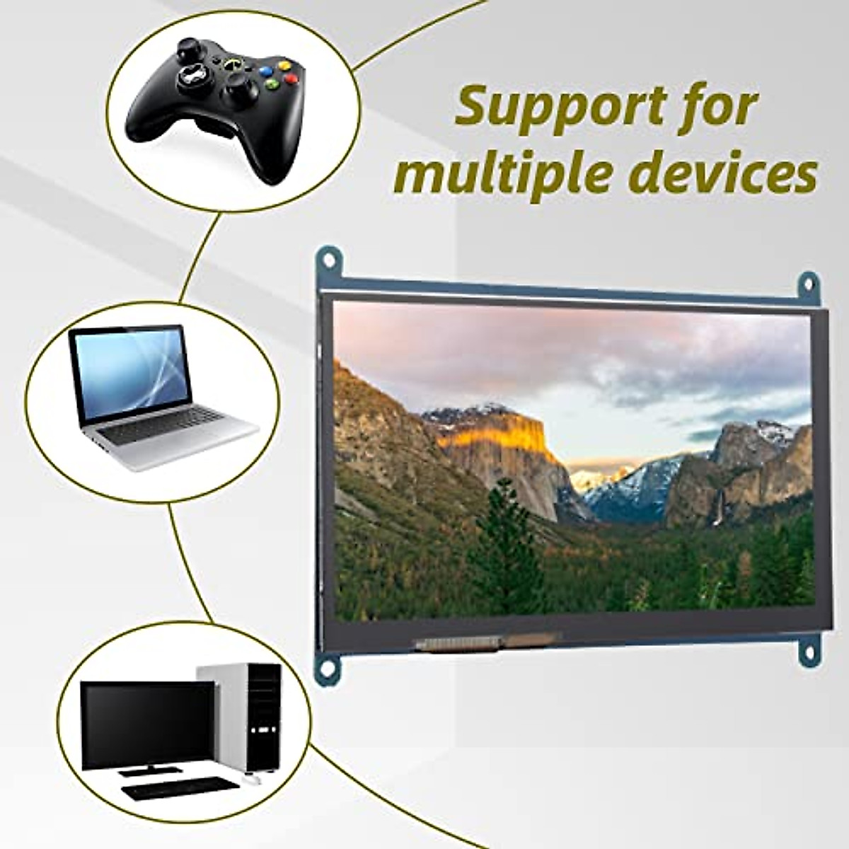 7-inch Display, Ultra HD Display Capacitive Touch Screen, Support for Independent Backlight Control and Hdmi Interface Input, Can Be Used As Hdmi/Raspberry Pi/Computer Monitor.